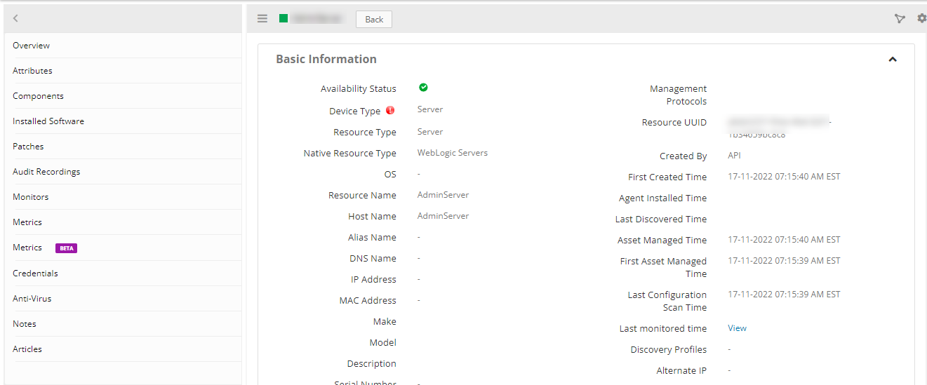 Weblogic Application Server Opsramp Documentation